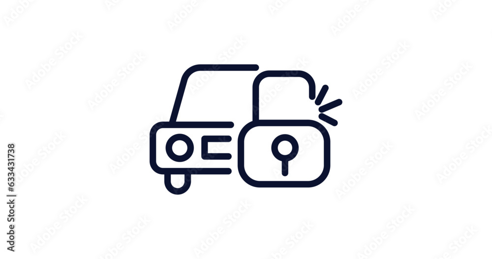 car lock icon. Thin line car lock icon from car parts collection ...