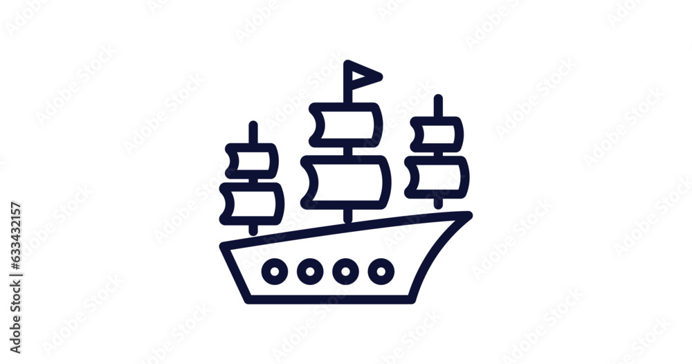 old galleon icon. Thin line old galleon icon from nautical collection ...