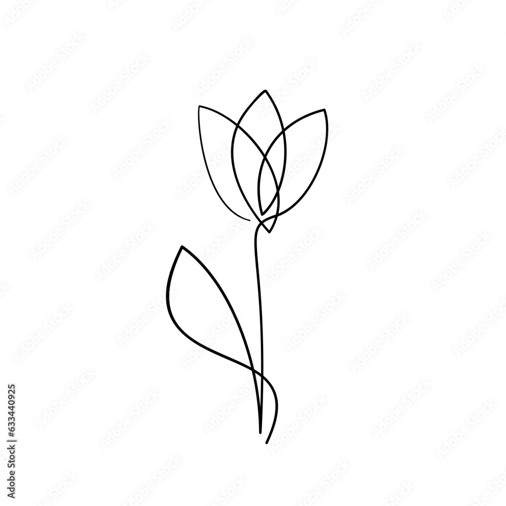 Tulip flower one line drawing, Minimalist line art, Continuous line ...