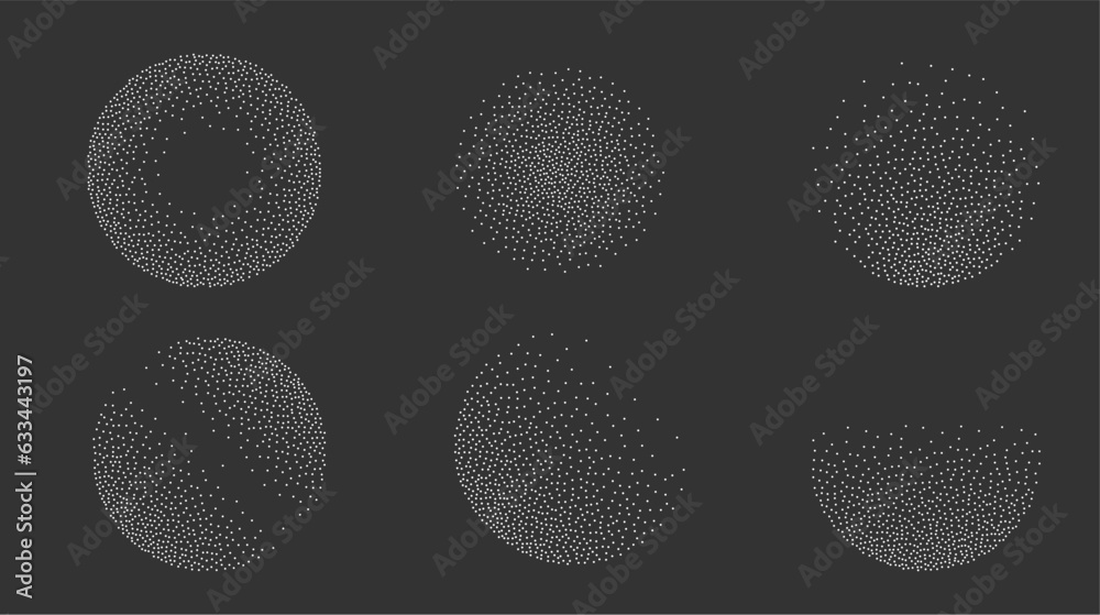 Dotwork grain noise gradient circles. Pointillism gradient pattern on ...