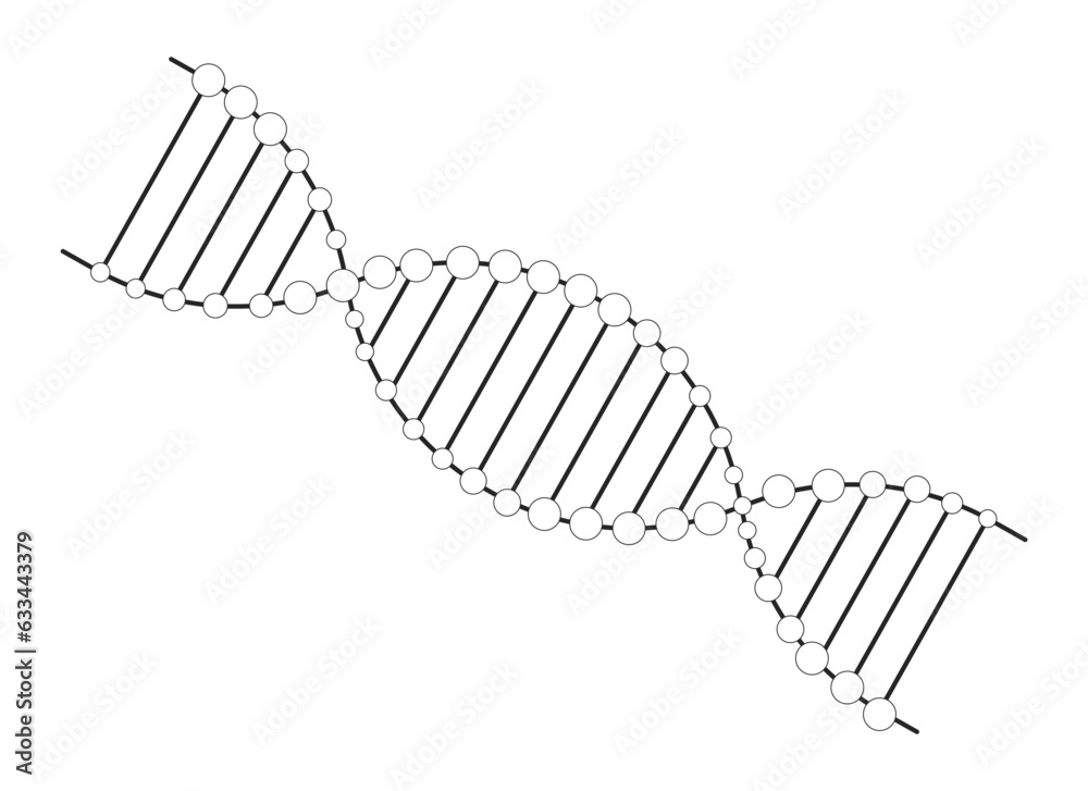 DNA helix flat monochrome isolated vector object. Genetic information ...