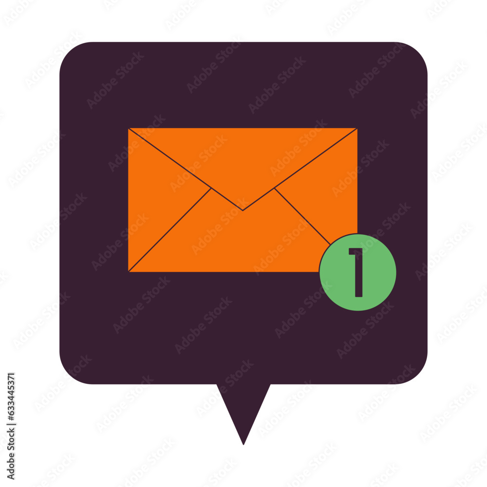 New message notification flat monochrome isolated vector object. Email ...