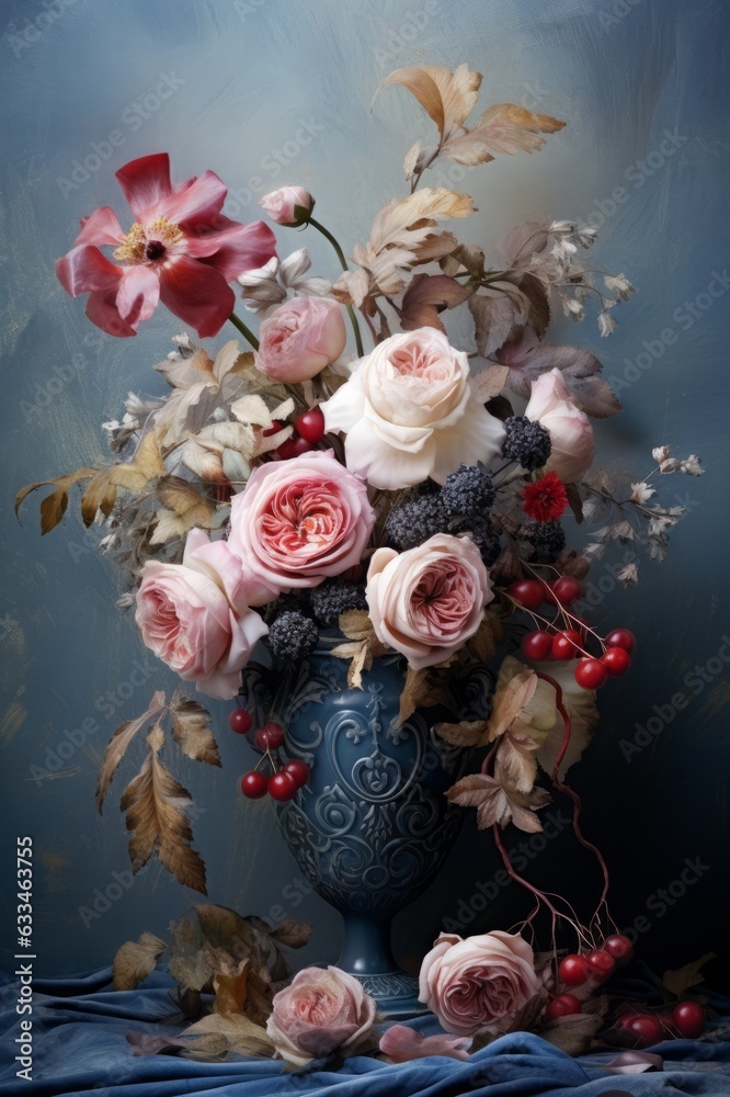 jarrón con bouquet coquette, decoración de hogar estilo barroco ...