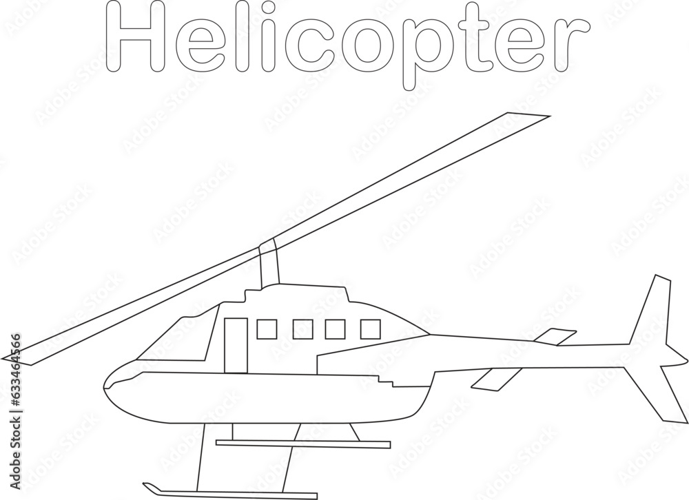 Stockvector Helicopter coloring page helicopter drawing line art vector ...