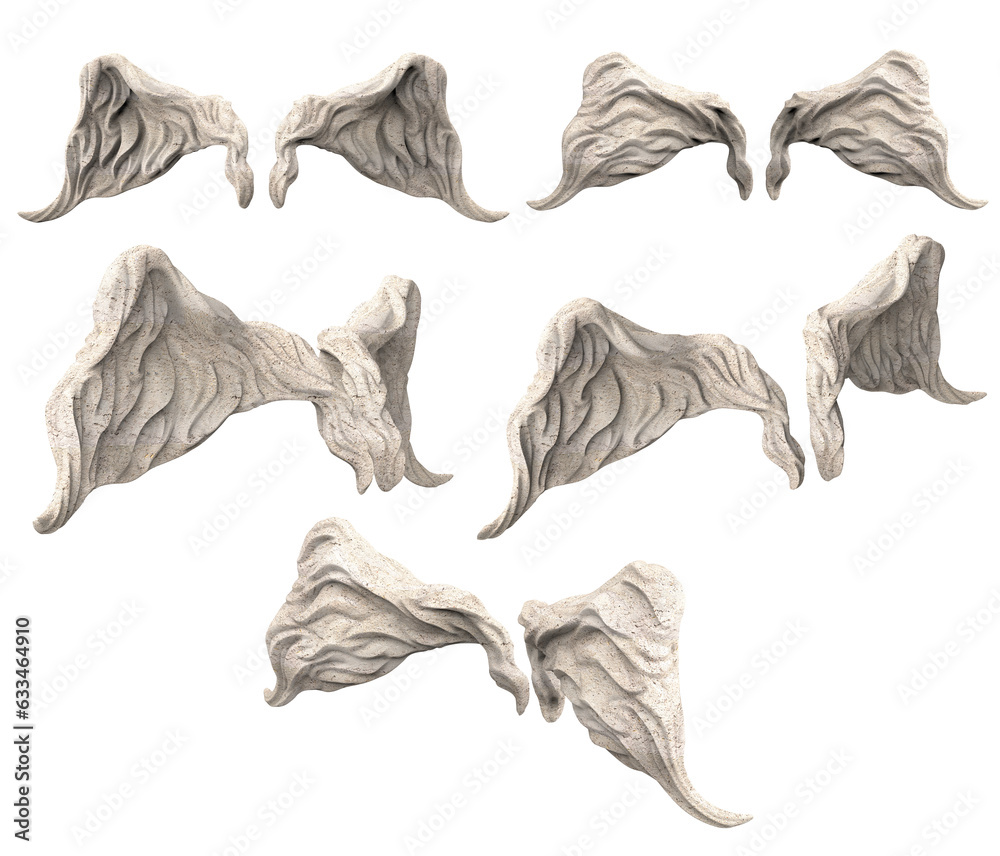Isolated 3d render illustration of stone statue spreaded angel wings ...