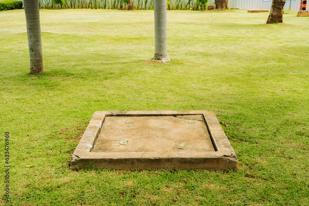 Poster concrete pipe cover on lawn – Wall Art | UkPosters