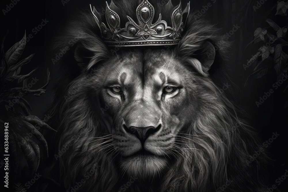 Lion Wearing a Crown Stock Photo | Adobe Stock