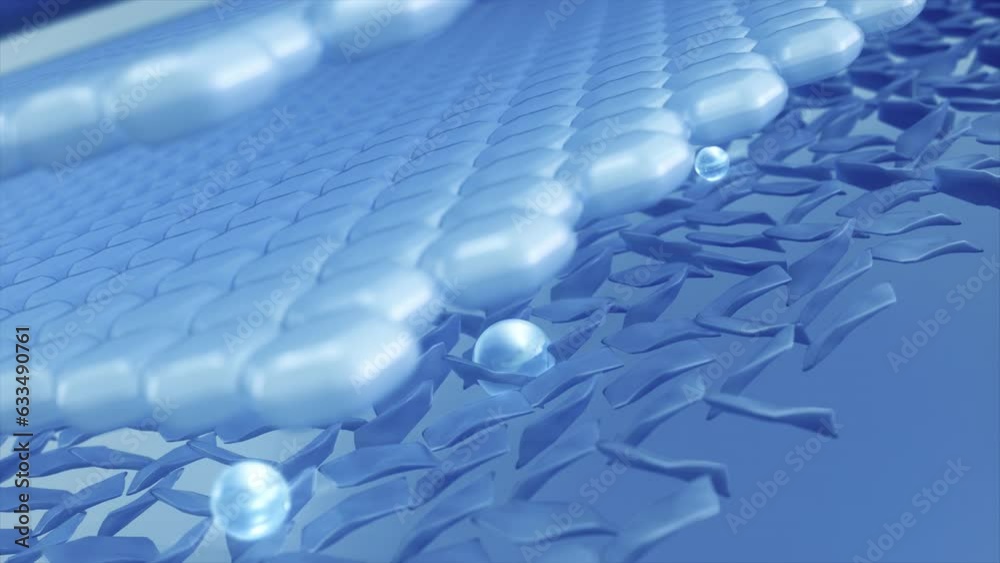 3D Animation Hexagonal blue skin layer and reduce sagging skin cells ...