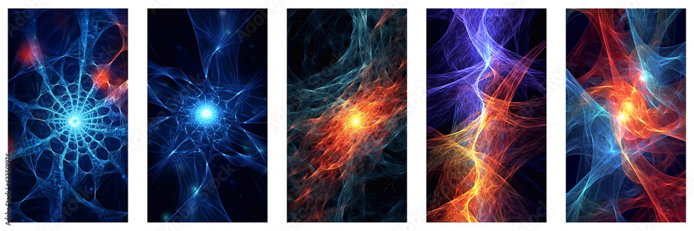 neural network, space threads, optical fiber networks, vertical format ...