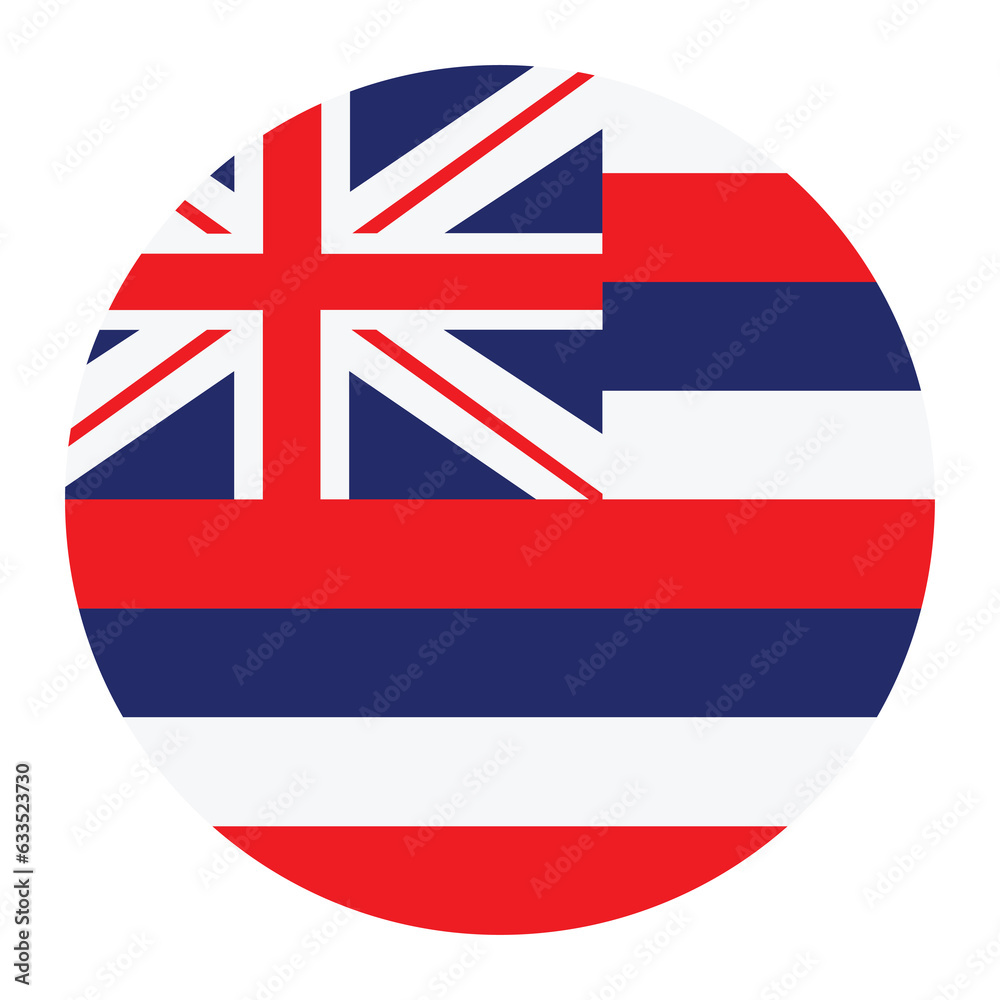 Circle badge Hawaii flag vector illustration isolated on white ...