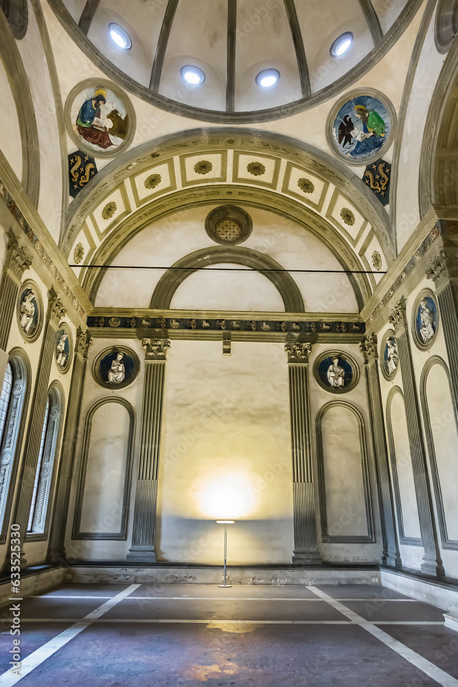 Interior of Florence Pazzi Chapel (Cappella dei Pazzi). Chapel located ...