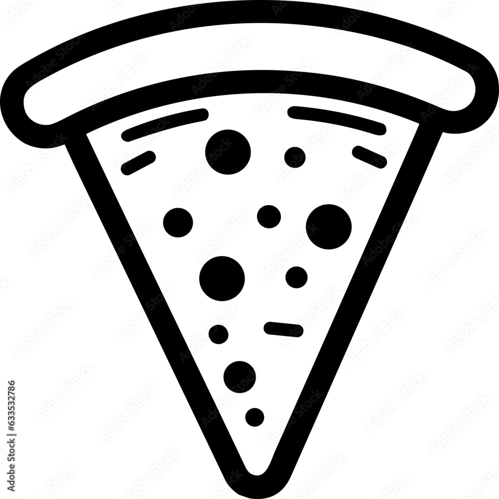 Pizza slice with toppings and crust single icon black outline vector ...