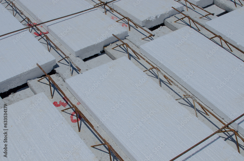 Detail of the construction of a Styrofoam slab in Brazil, a light and ...