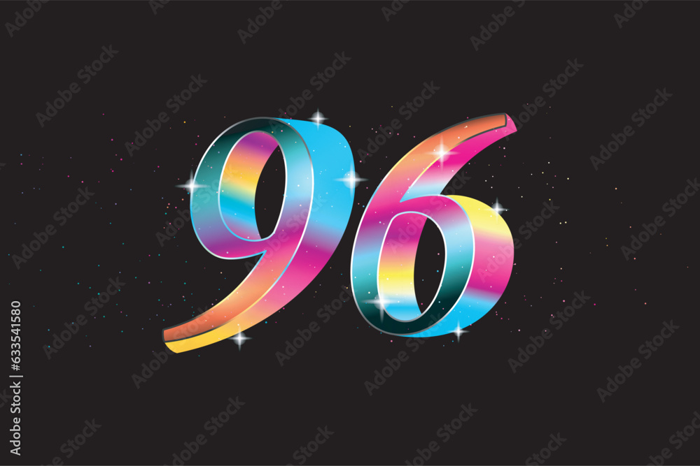 Editable number 96 text effect, full color gradient, logo design vector ...