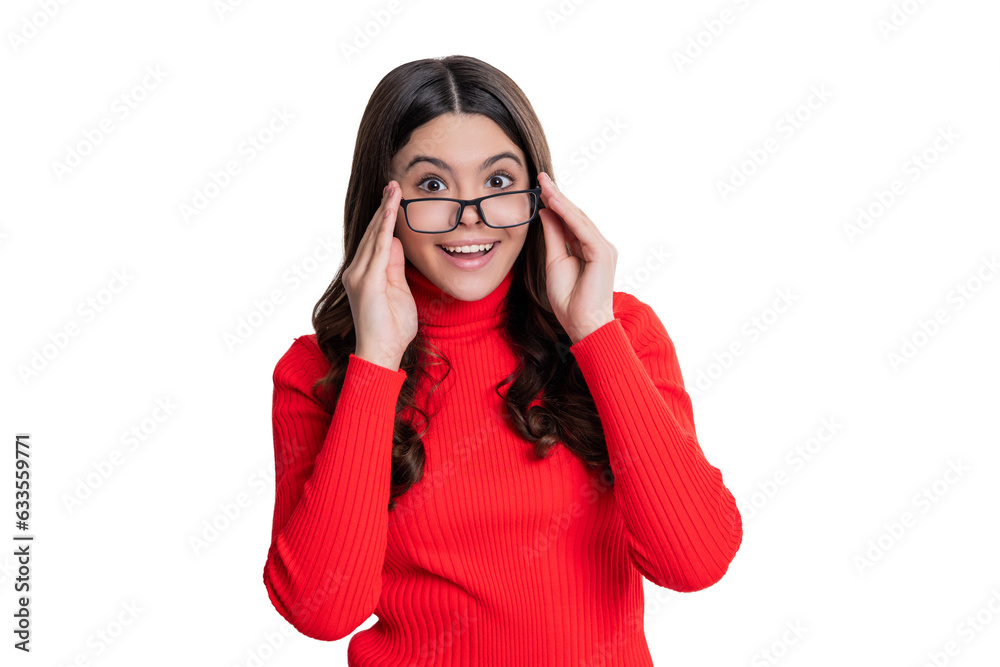 eyewear to see better. Vision care for surprised teen girls having bad ...