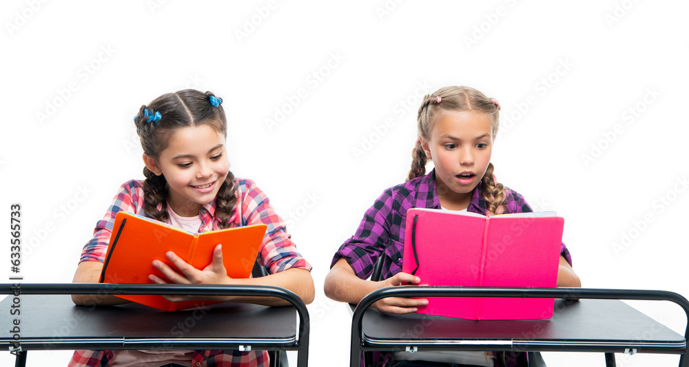 school children study with book. School children study in classroom ...