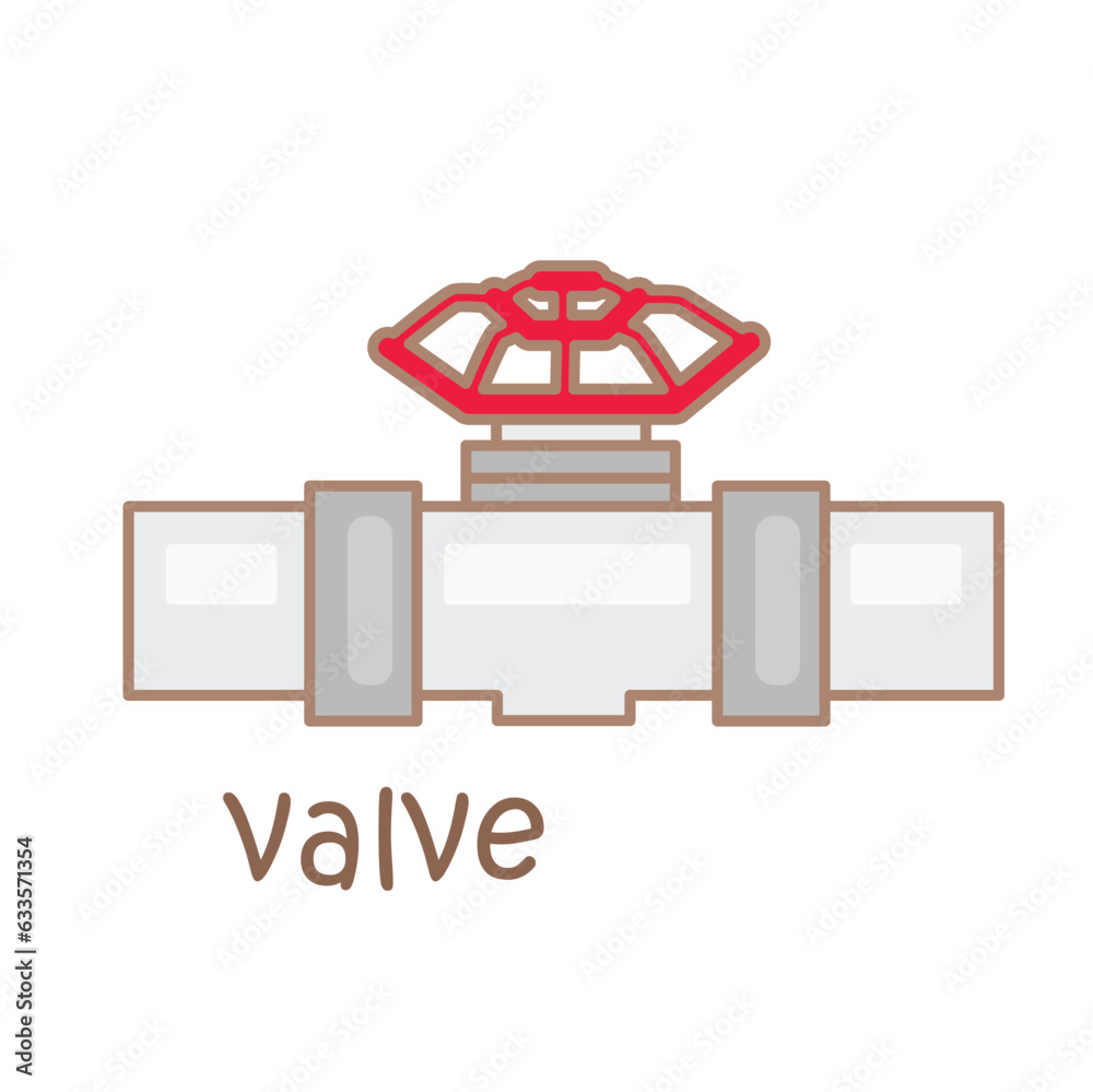 Alphabet V For Valve Vocabulary School Lesson Cartoon Illustration ...