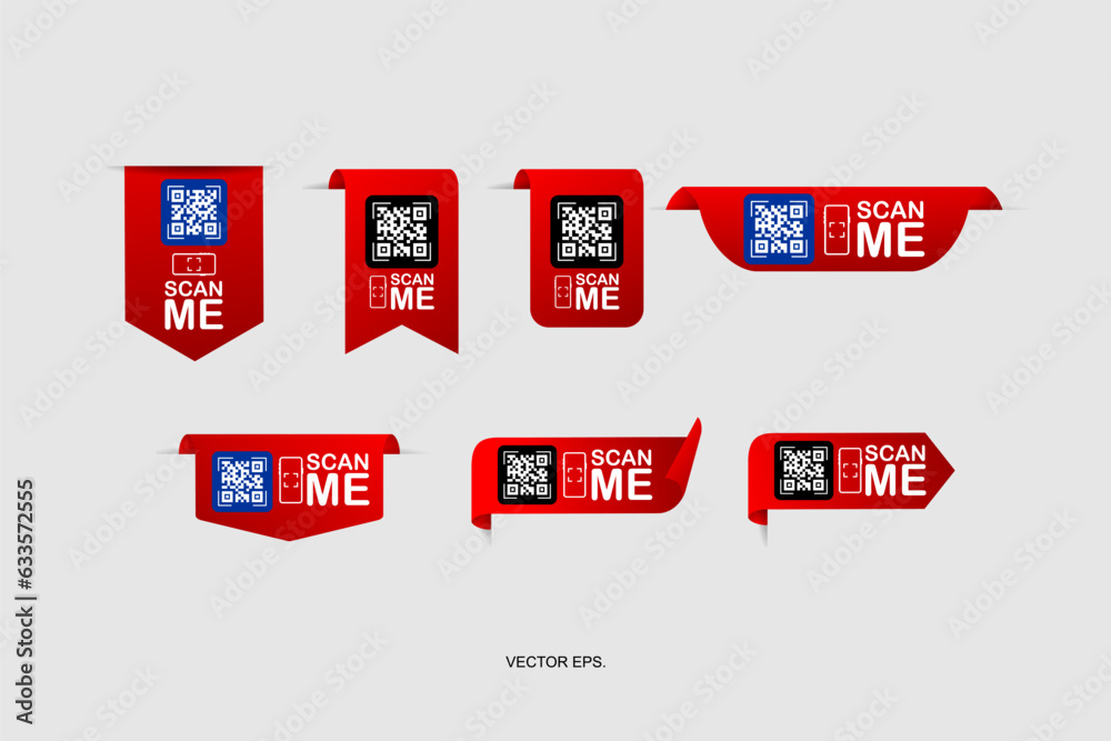 Qr Code Scan For Smartphone Scan Me Icon Qr Code Frame Vector Set