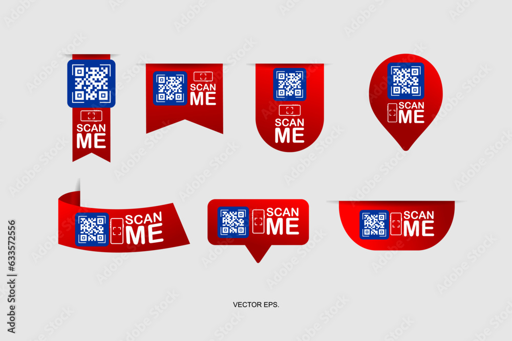 Vetor de QR code scan for smartphone, Scan me icon. Qr code frame vector set. Template scan me ...
