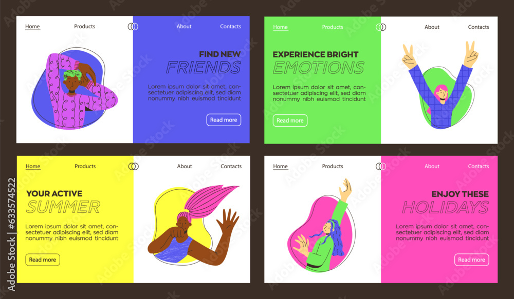 Colorful banner for website with illustration of young black-skinned ...