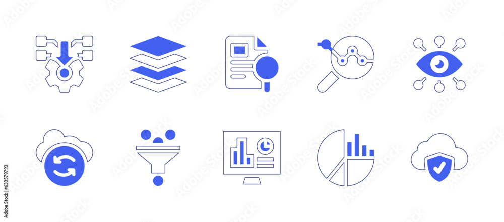 Data icon set. Duotone style line stroke and bold. Vector illustration ...