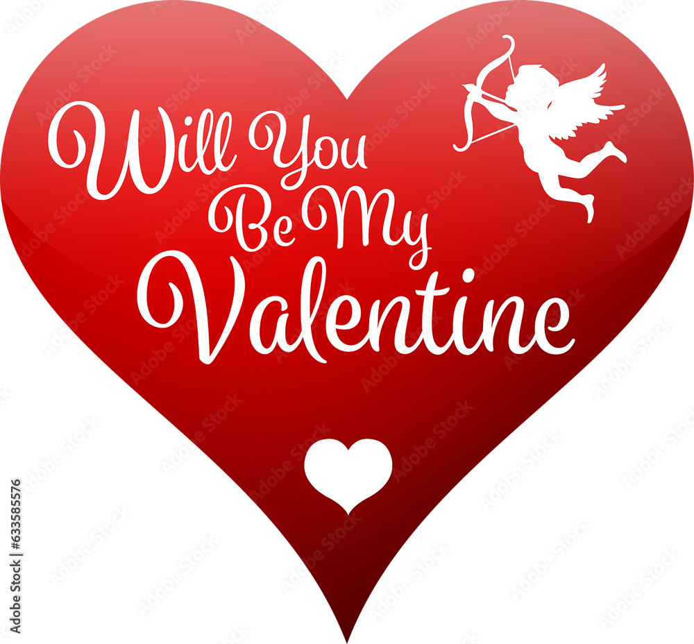 Digital png illustration of heart with will you be my valentine text on ...