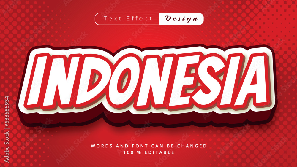 Editable text effect Indonesia Merdeka 3d template cartoon style ...