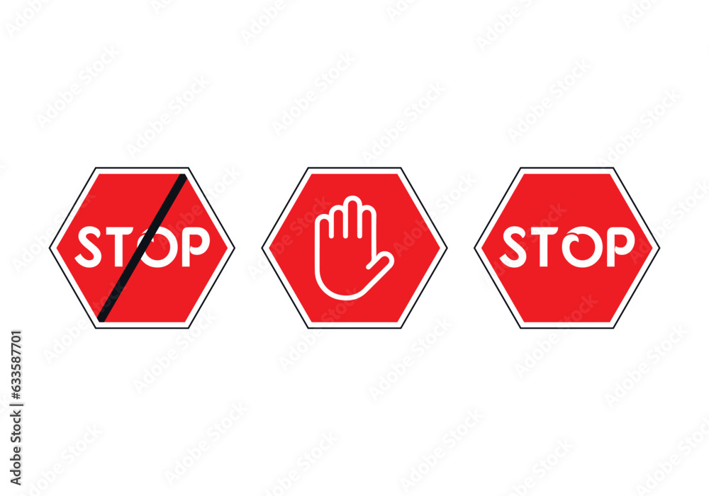 Warning Hand sign icon. Red alert sign symbol. Warning sign red. Stop ...
