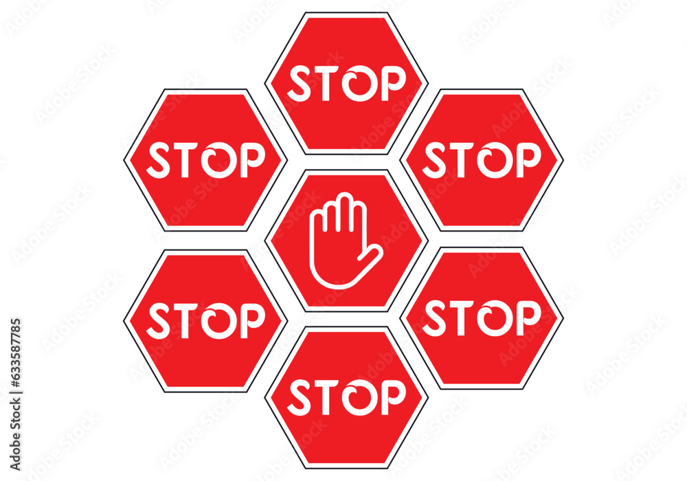 Warning Hand sign icon. Red alert sign symbol. Warning sign red. Stop ...