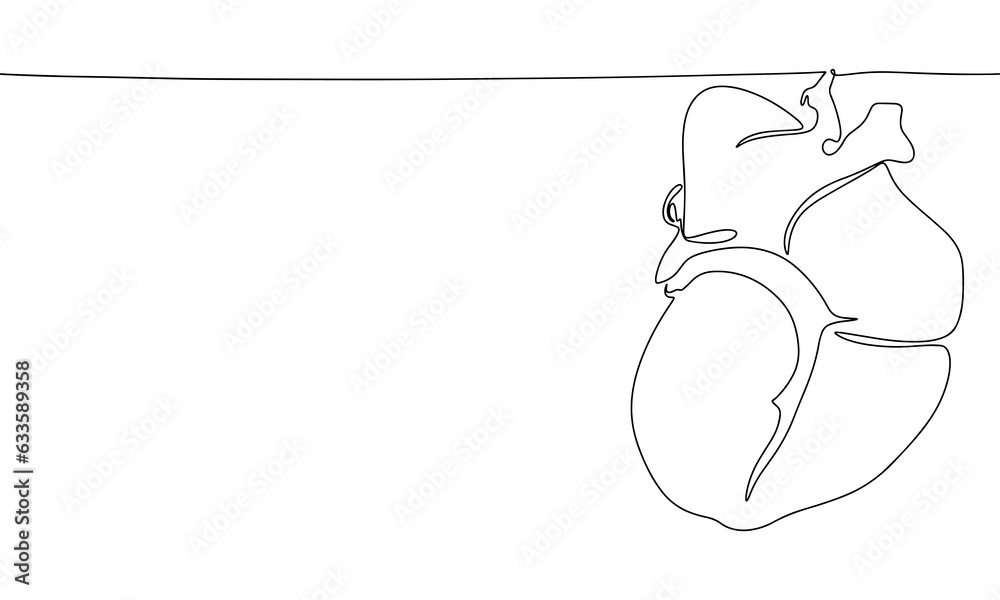 One line continuous human heart. Line art health banner concept. Hand ...