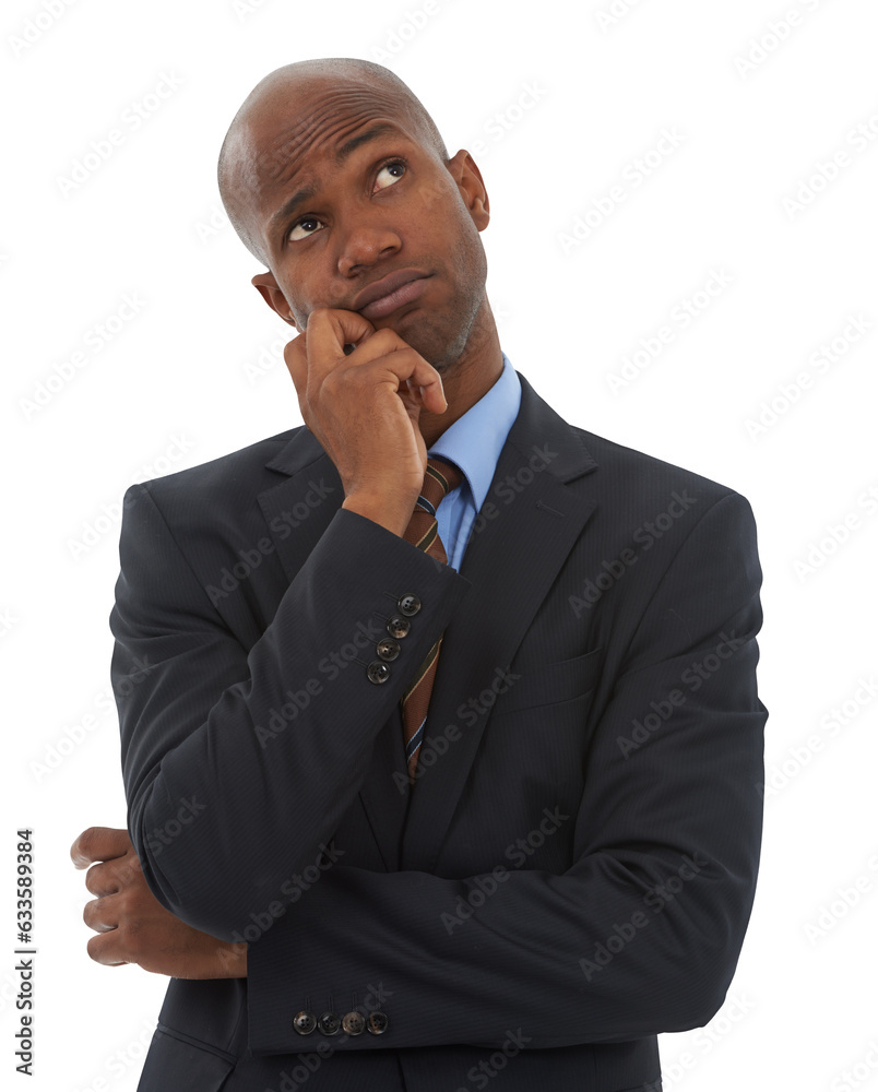 Thinking, confused and face of of business man on isolated, png and ...