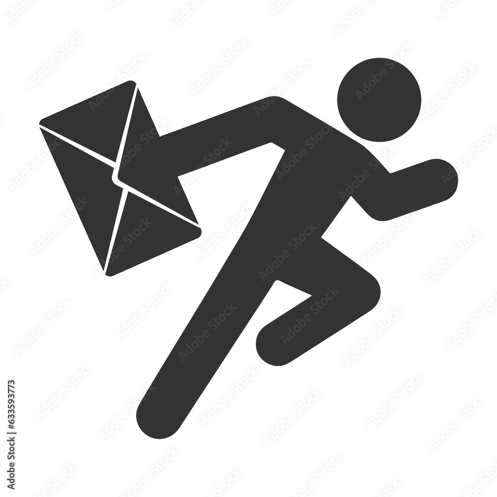 Vector illustration of postman ran icon in dark color and transparent ...