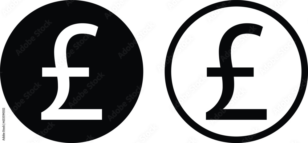 Pound sterling symbol . Pound sterling circle icon set vector in two ...