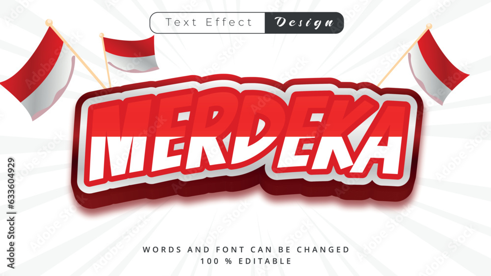 Editable text effect Indonesia Merdeka 3d template cartoon style ...