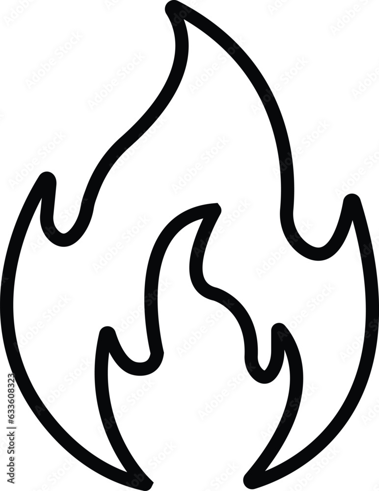 line Fire sign. Fire flame icon isolated on white background. Fire ...