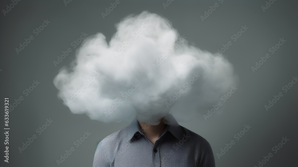 A conceptual image illustrating depression, featuring a human torso ...