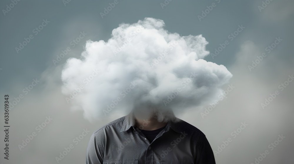 A conceptual image illustrating depression, featuring a human torso ...