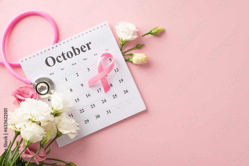 Early detection campaign setup. Top view of October calendar with ...