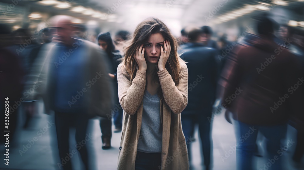 The concept of depression, featuring a young girl in a state of despair ...