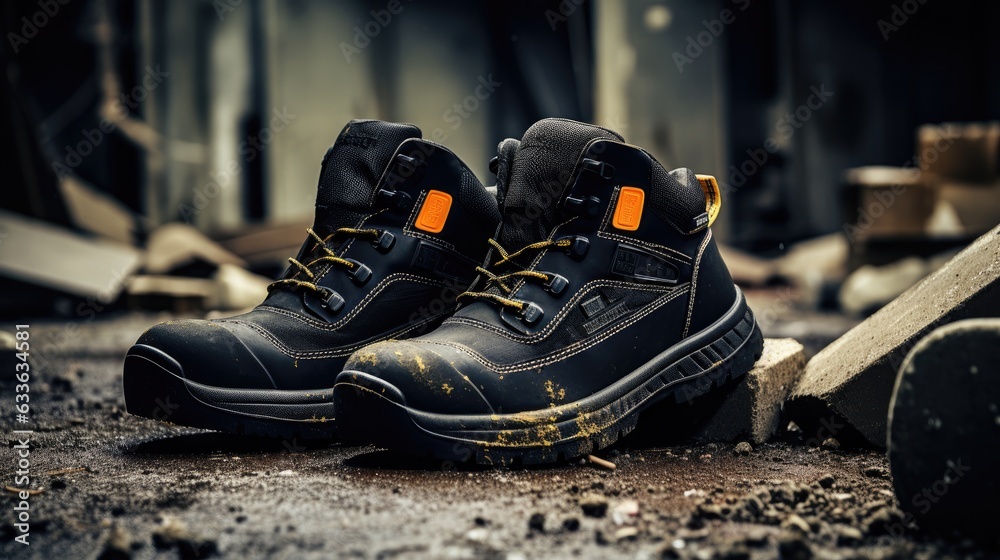 Safety shoes with steel insoles and rubberized soles to protect against ...