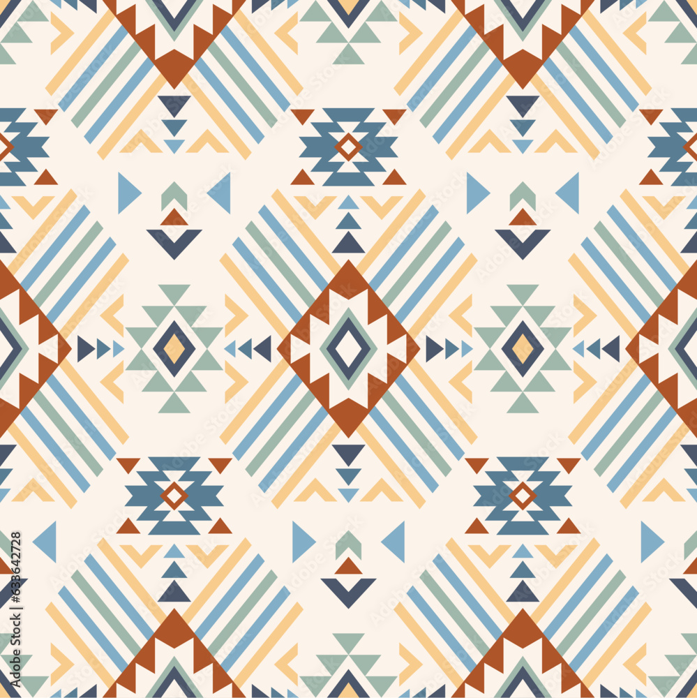 Ethnic seamless pattern. Aztec geometric background. Hand drawn navajo ...