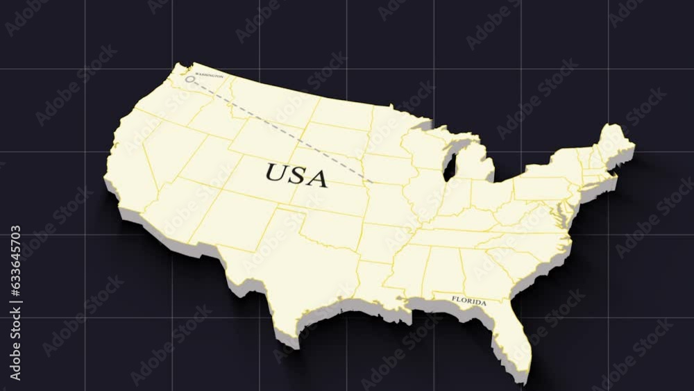 3D Map of United States of America showing infographics of the Country ...