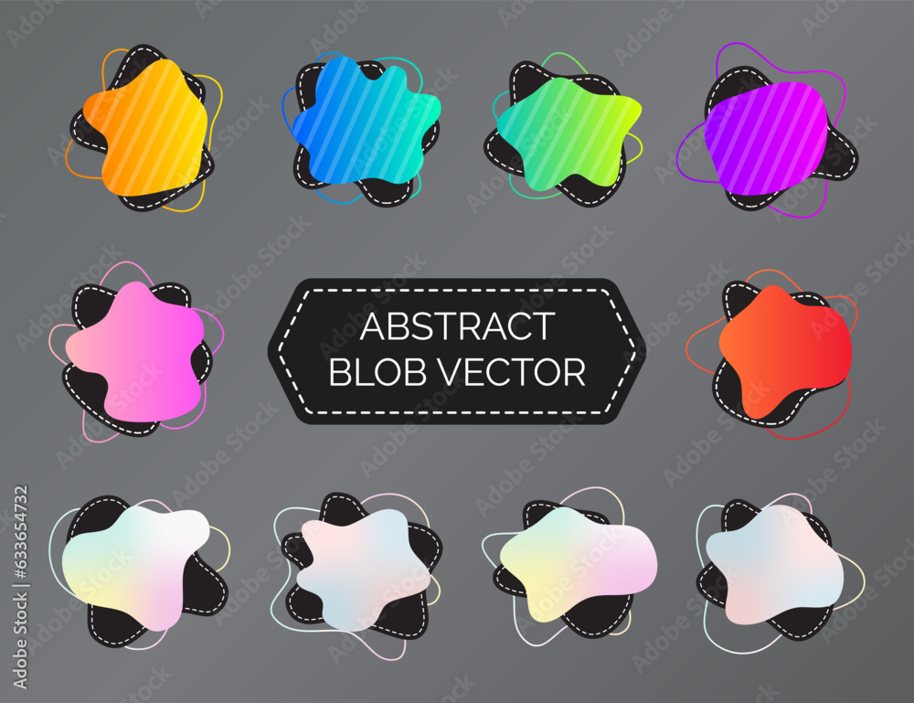Vecteur Stock Set of isolated colored liquid blob with line shape ...