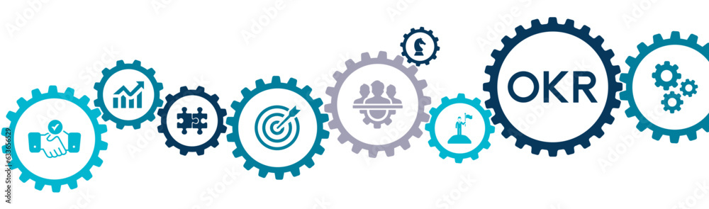 OKR Object Key Result banner concept vector illustration with the icons ...