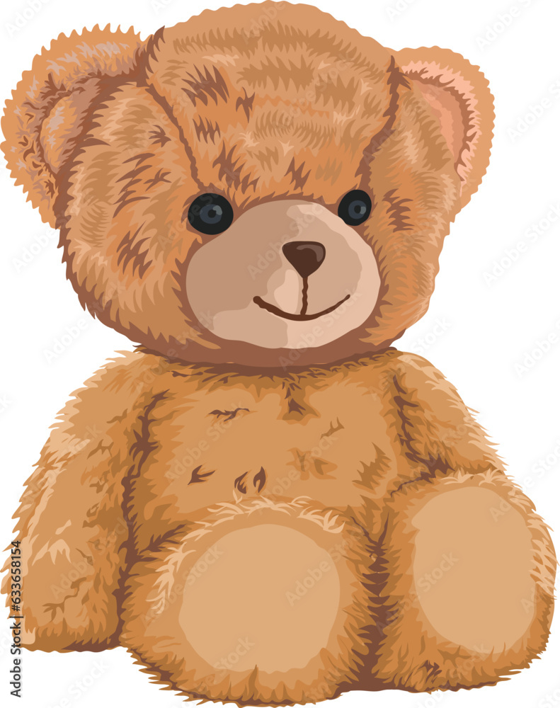 Cute teddy bear toy in a sitting position on a transparent background ...