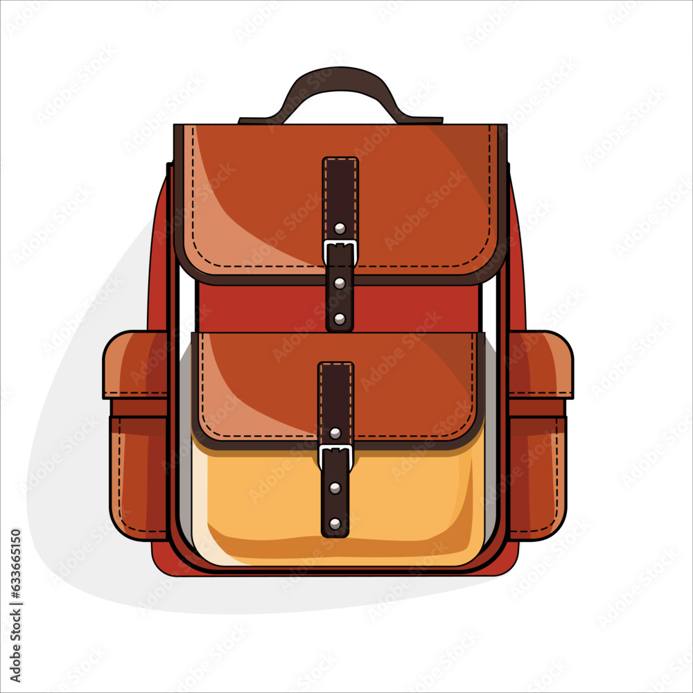 Leather backpack 3d vector illustration isolated on white background ...