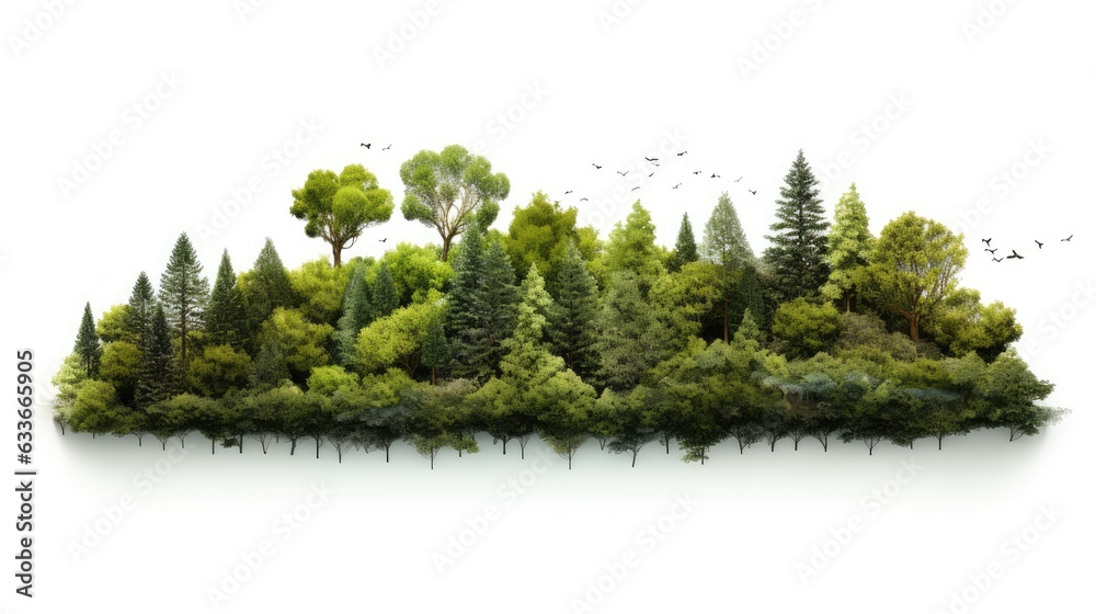 Forest with white background for garden sustainability and environment ...