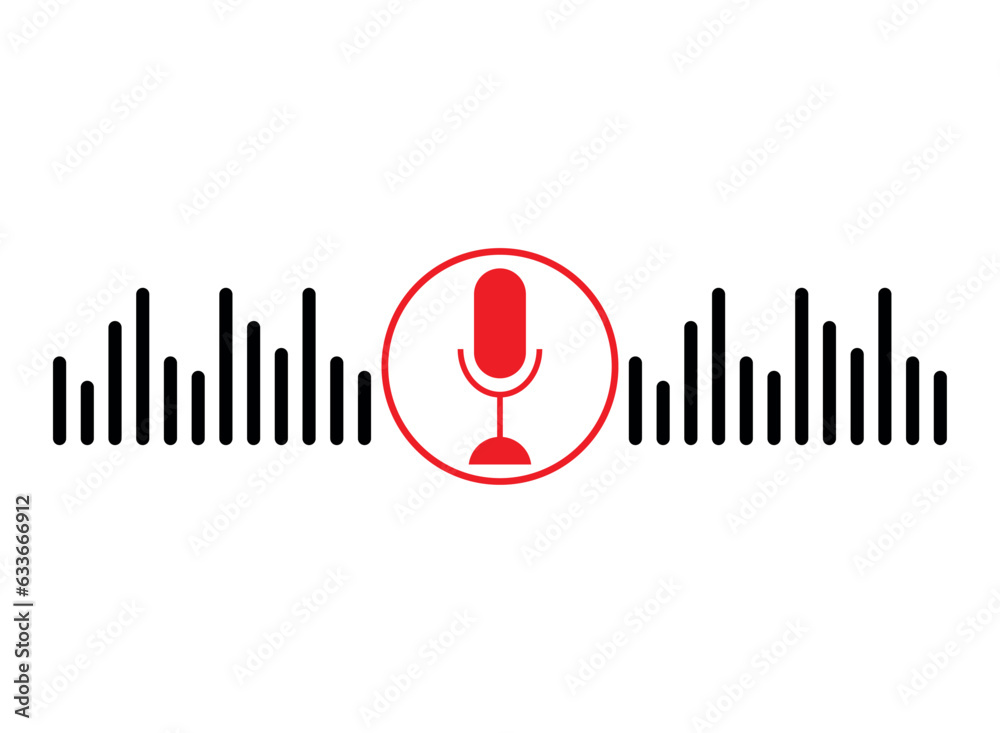 Sound wave icon, podcast player interface, music symbol, sound wave ...