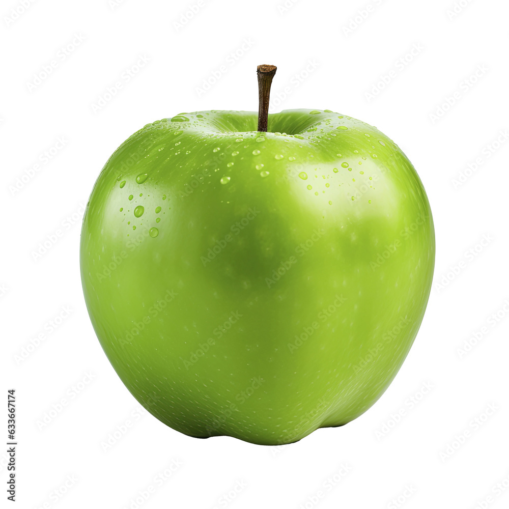 manzana verde sobre fondo transparente png . Ilustracion de ia ...