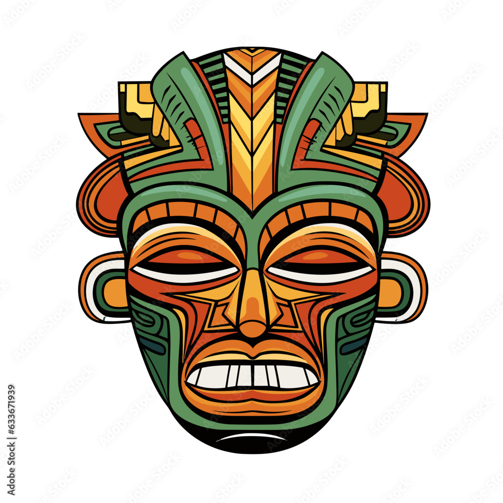 Aztec-Inspired Mask: A Blend of Tribal Symbolism and Animated ...